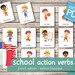 SCHOOL ACTION VERBS French Edition 16 French and 16 English Editable ...