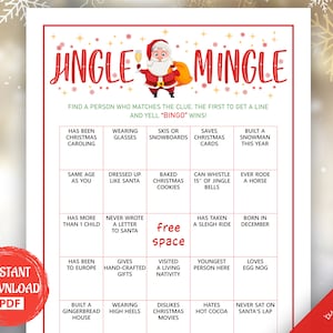 CHRISTMAS Jingle Mingle Bingo Game • Christmas Game Holiday Christmas ...