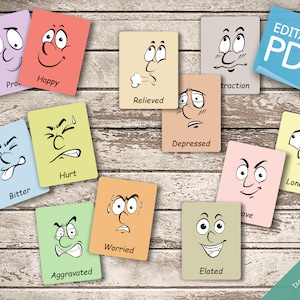 EMOTIONS 24 Editable Montessori Flash Cards PDF Printable Cards ...