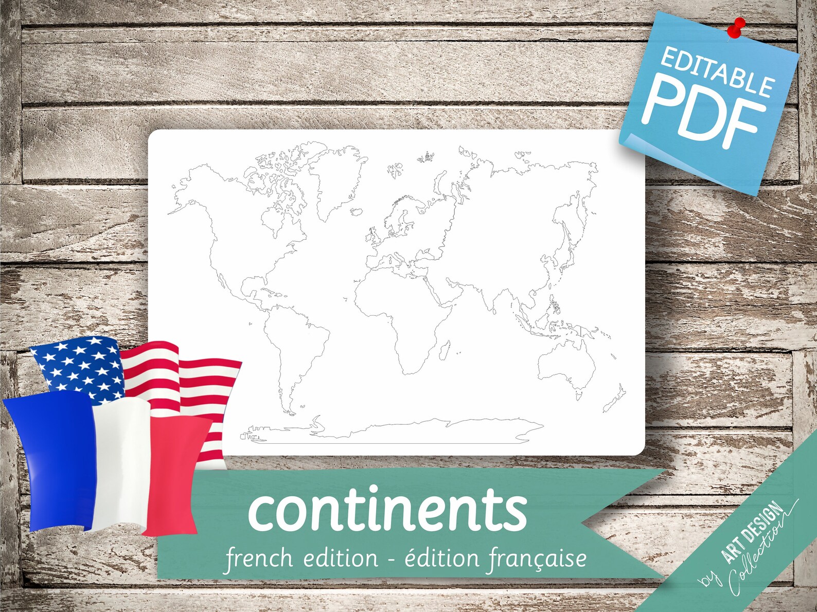 CONTINENTS of the WORLD French Edition 888 French and | Etsy