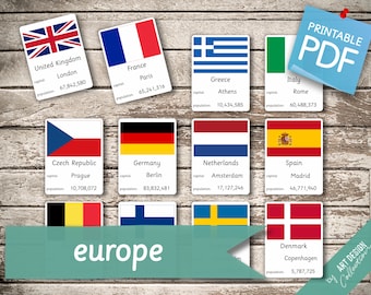 EUROPE MAPS 57 Editable Montessori Cards Flash Cards Nomenclature ...