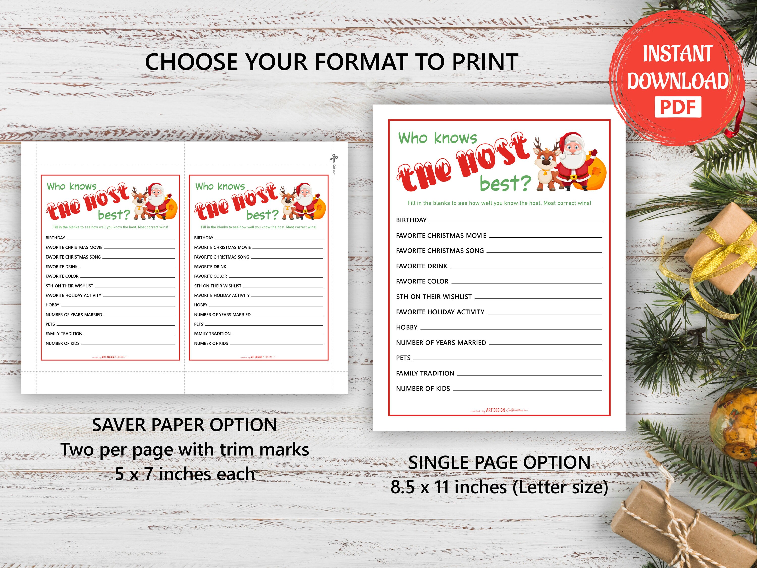 Who Knows the HOST Best? Game • Christmas Game Holiday Christmas Party ...