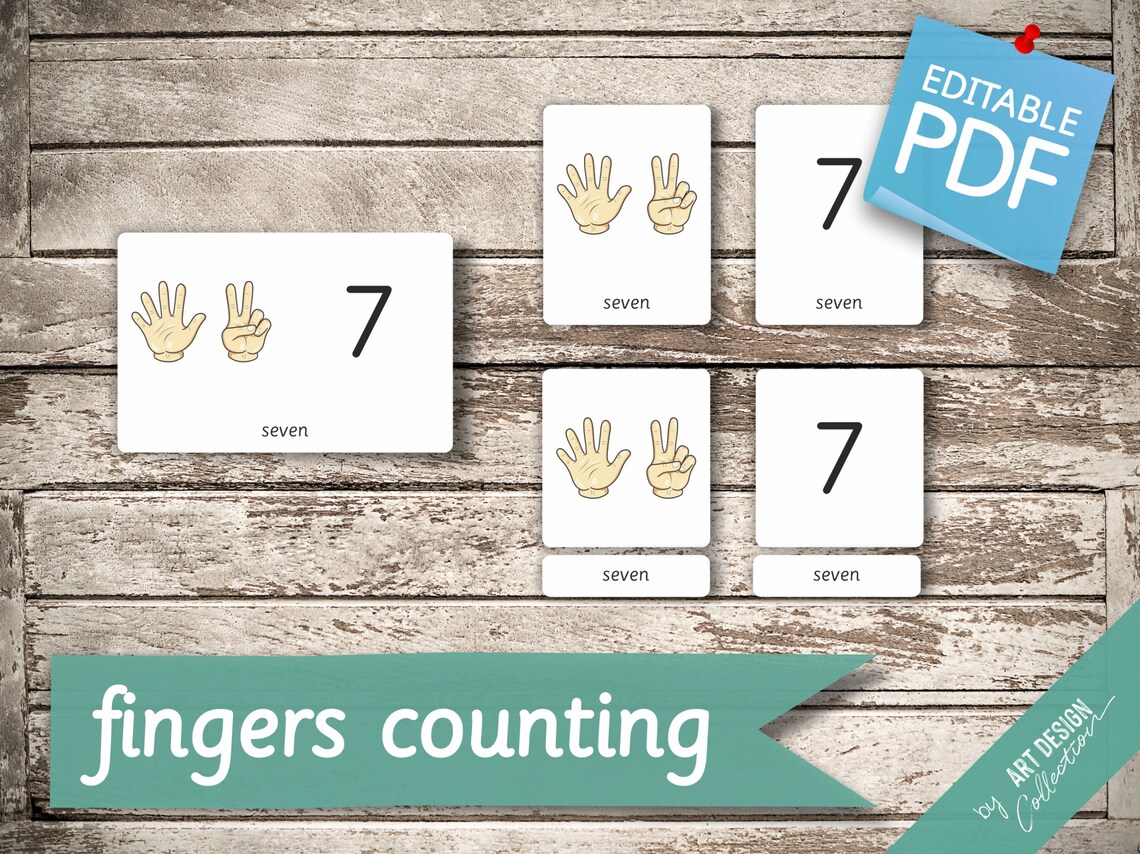FINGERS COUNTING 39 Montessori Cards Flash Cards | Etsy