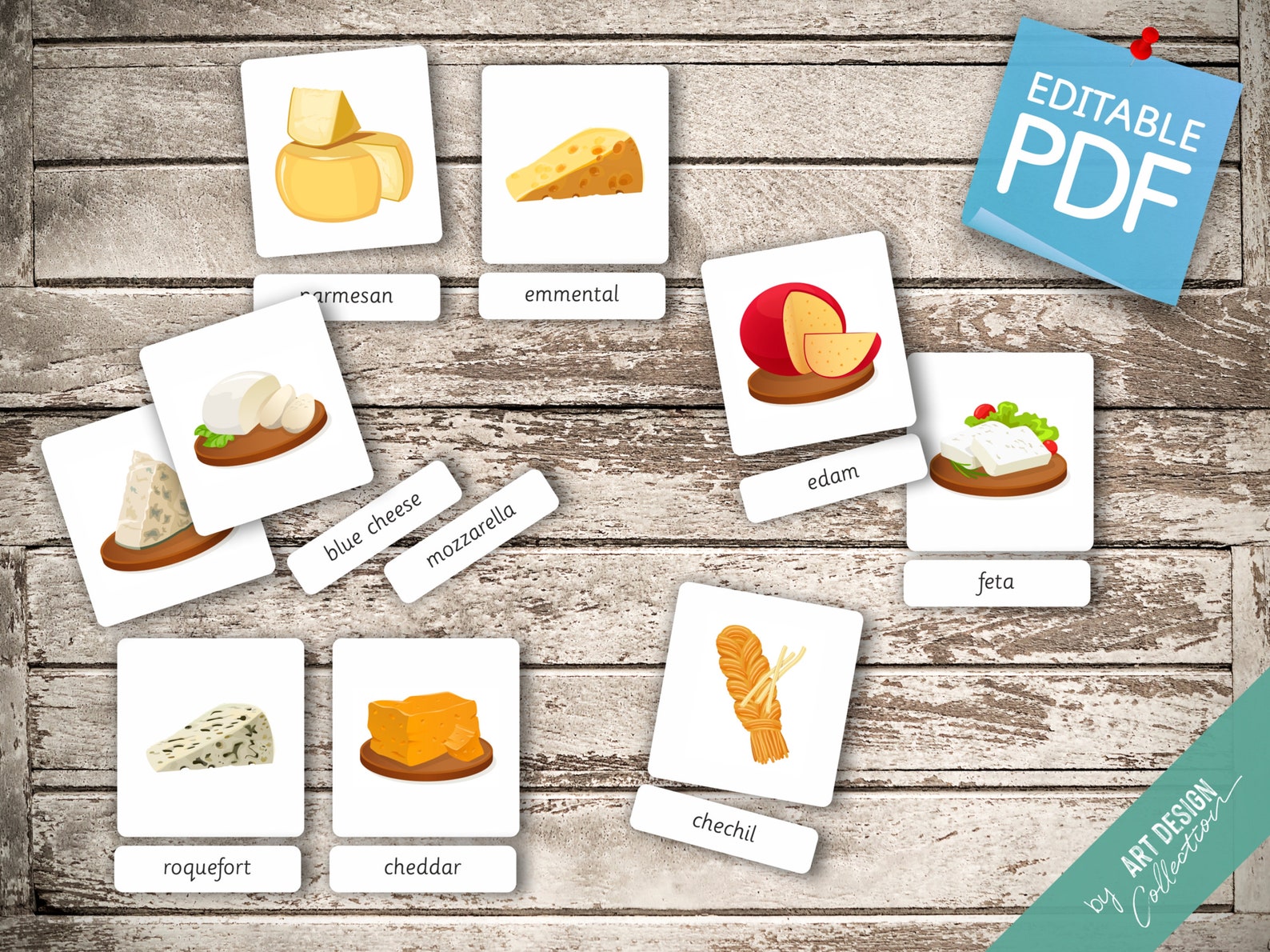 CHEESE 27 Montessori Cards Flash Cards Nomenclature - Etsy