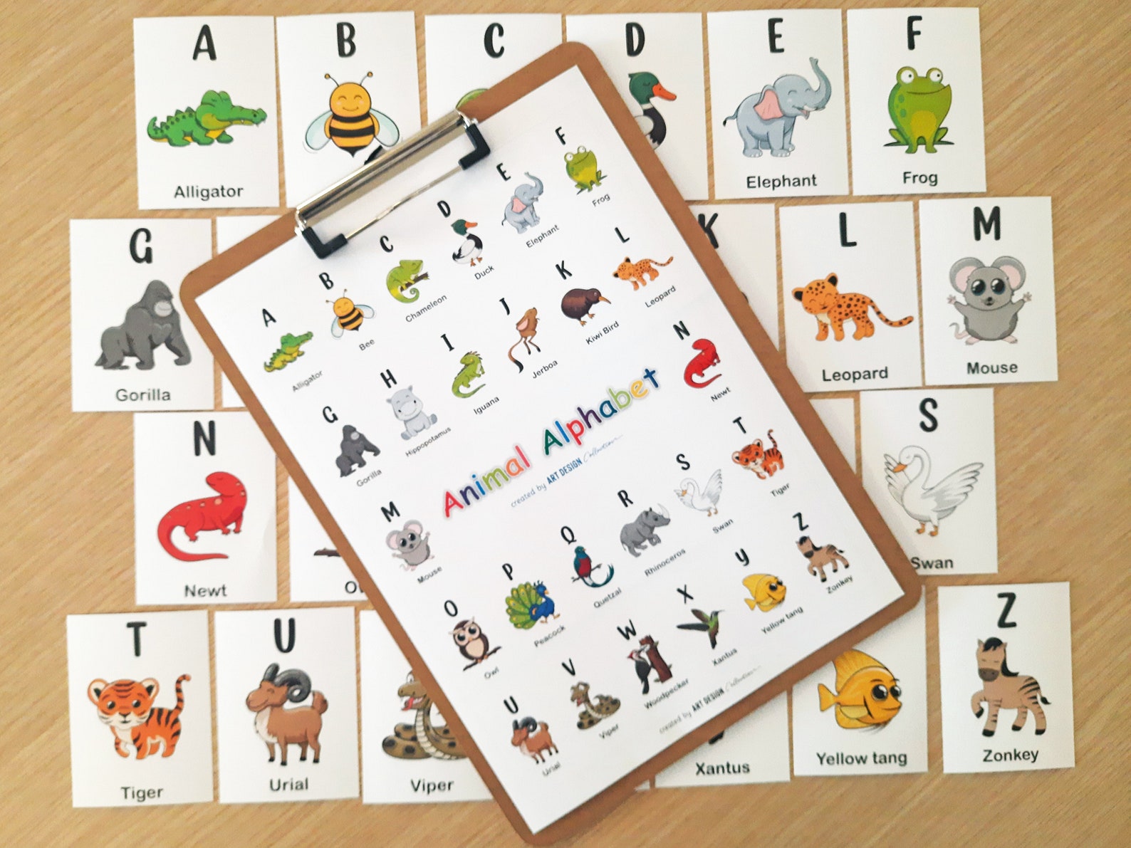 ANIMAL ALPHABET Flashcards 26 Montessori Cards Flash Cards - Etsy