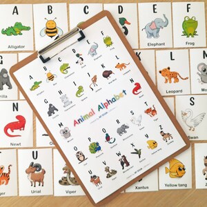 ANIMAL ALPHABET Flashcards • 26 Montessori Cards • Flash Cards ...