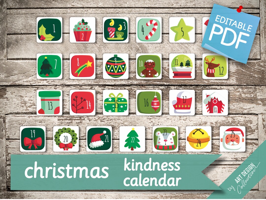 CHRISTMAS KINDNESS CALENDAR • 26 Editable Montessori Cards • Flash ...