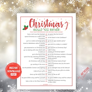 CHRISTMAS WOULD You RATHER Game • Christmas Game Holiday Christmas ...