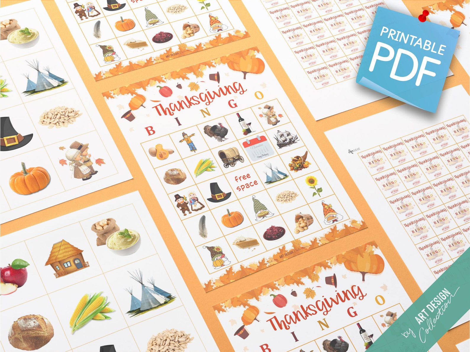 THANKSGIVING BINGO 30 Printable Cards Christmas Game | Etsy