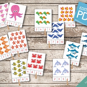 COUNTING FISH (1 to 20) • 20 Editable Montessori Cards • Flash Cards ...