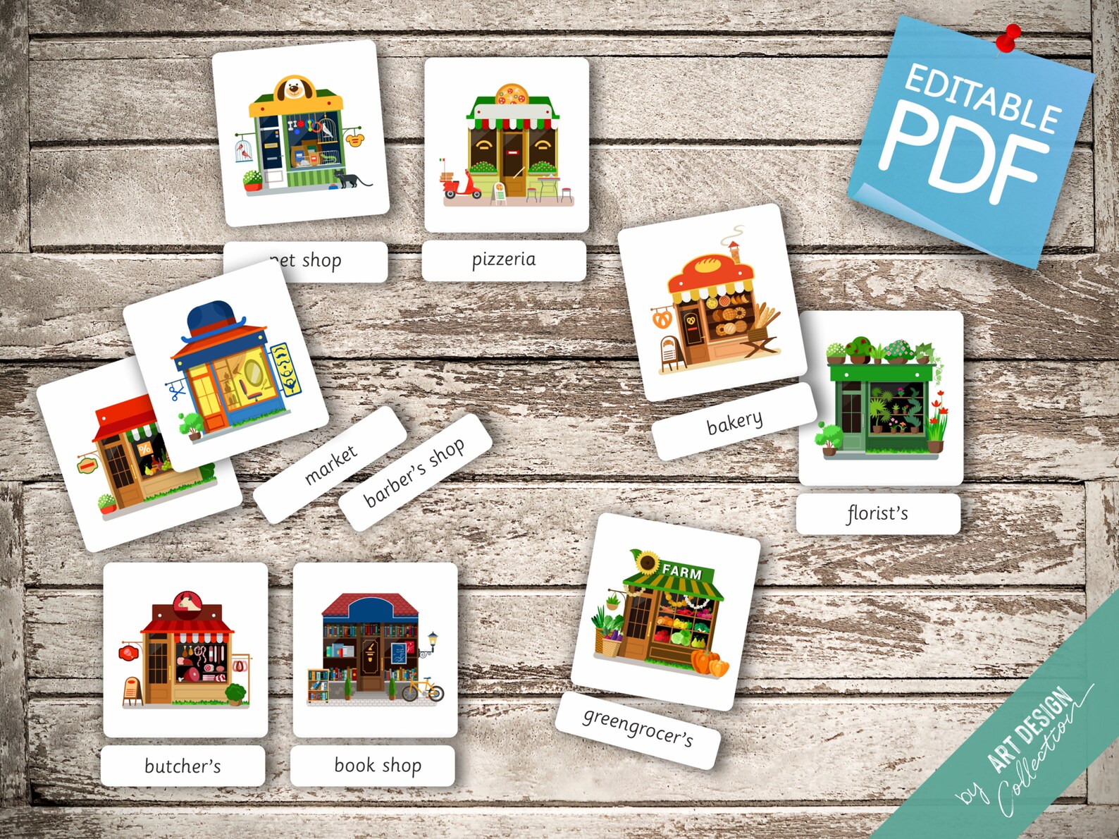 SHOPS • 30 Montessori Cards • Flash Cards Nomenclature Flashcards ...
