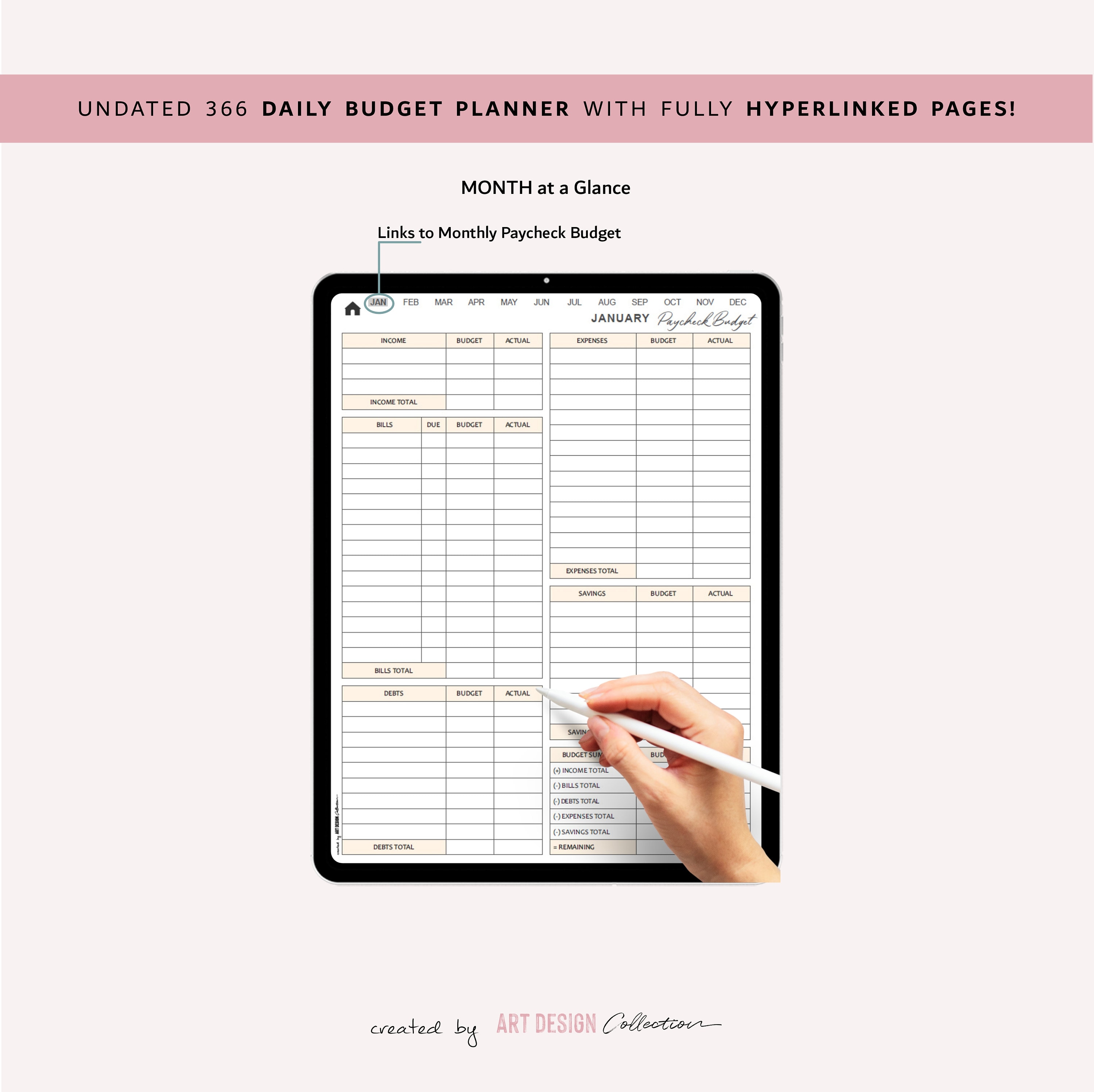 Daily BUDGET Planner, Goodnotes Digital Planner Digital Finance Planner ...