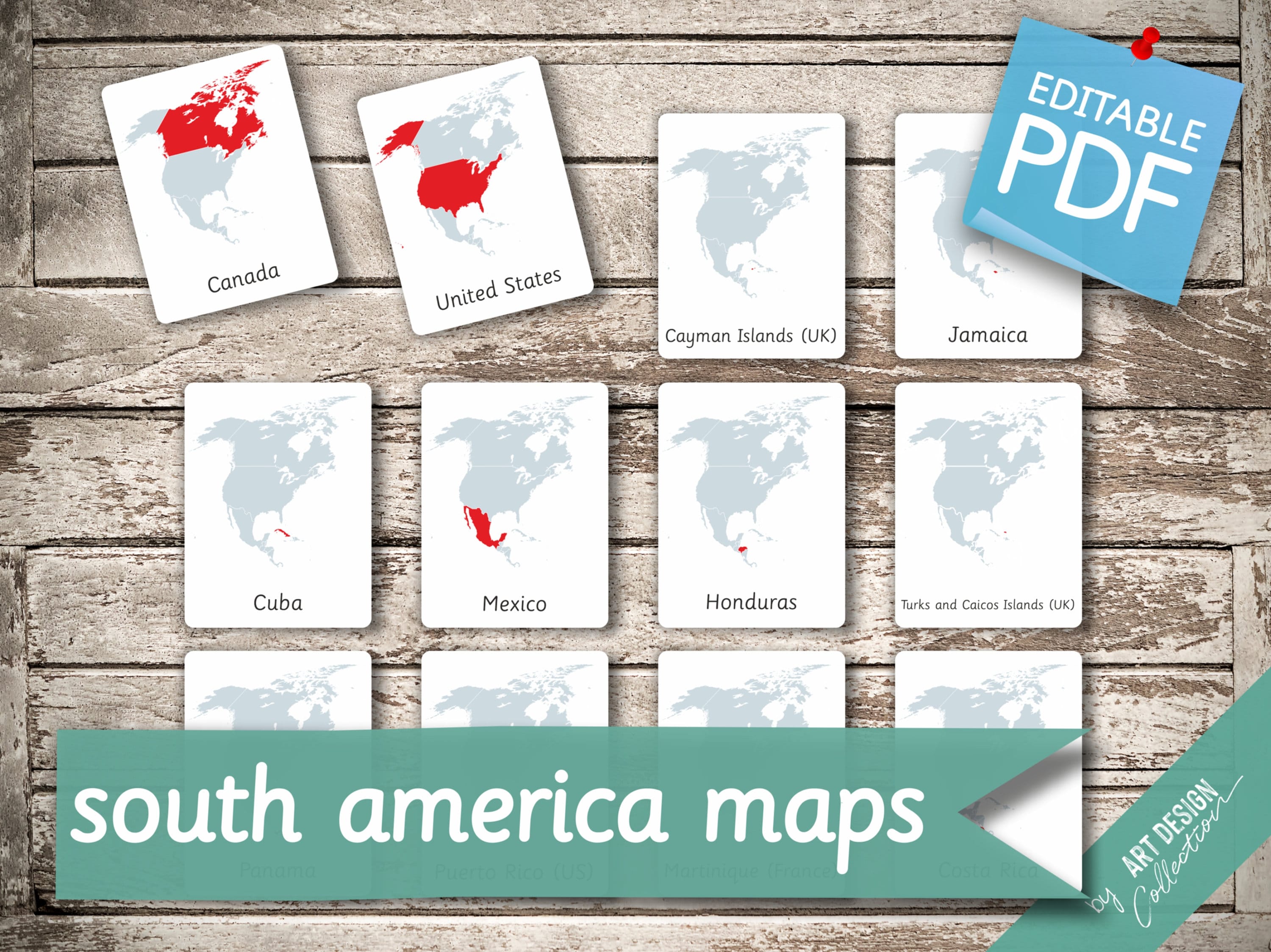 BUNDLE AMERICA flags Maps 118 Montessori Cards Flash | Etsy