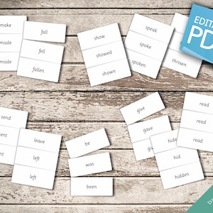 IRREGULAR VERBS • 105 Montessori Cards • Flash Cards Nomenclature ...