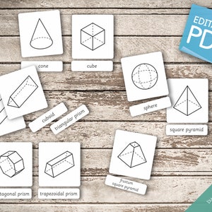 3D GEOMETRIC SHAPES FRENCH Edition • 20 French and 20 English Editable ...