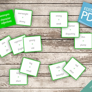 ANTONYMS Physical Appearance • 19 Montessori Cards • Flash Cards ...