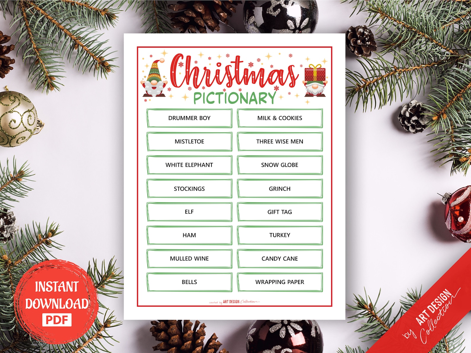 CHRISTMAS PICTIONARY Game Christmas Game Holiday Christmas - Etsy