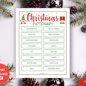 CHRISTMAS PICTIONARY Game • Christmas Game Holiday Christmas Party ...