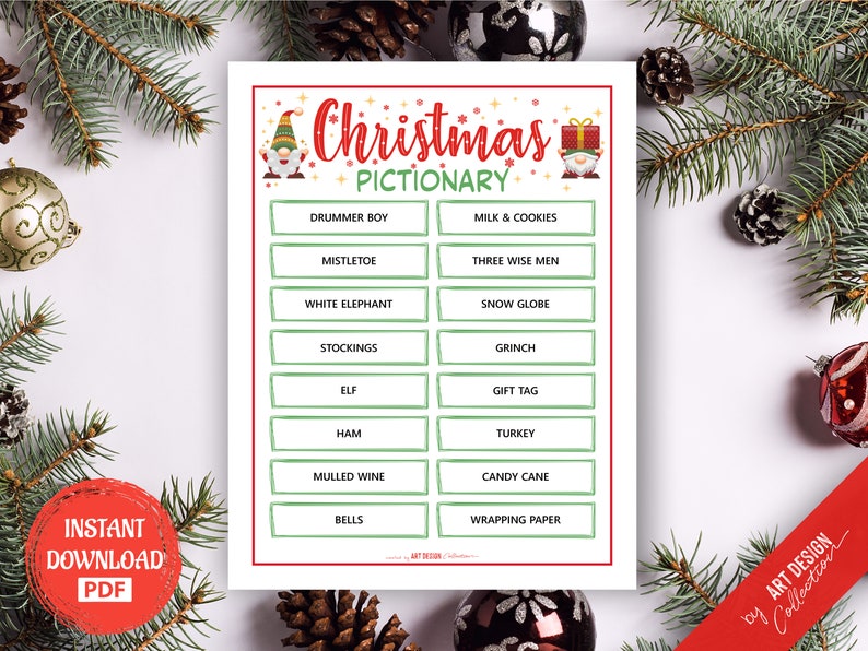 CHRISTMAS PICTIONARY Game Christmas Game Holiday Christmas - Etsy