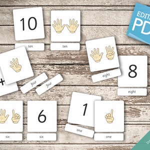 FINGERS COUNTING • 39 Montessori Cards • Flash Cards Nomenclature ...