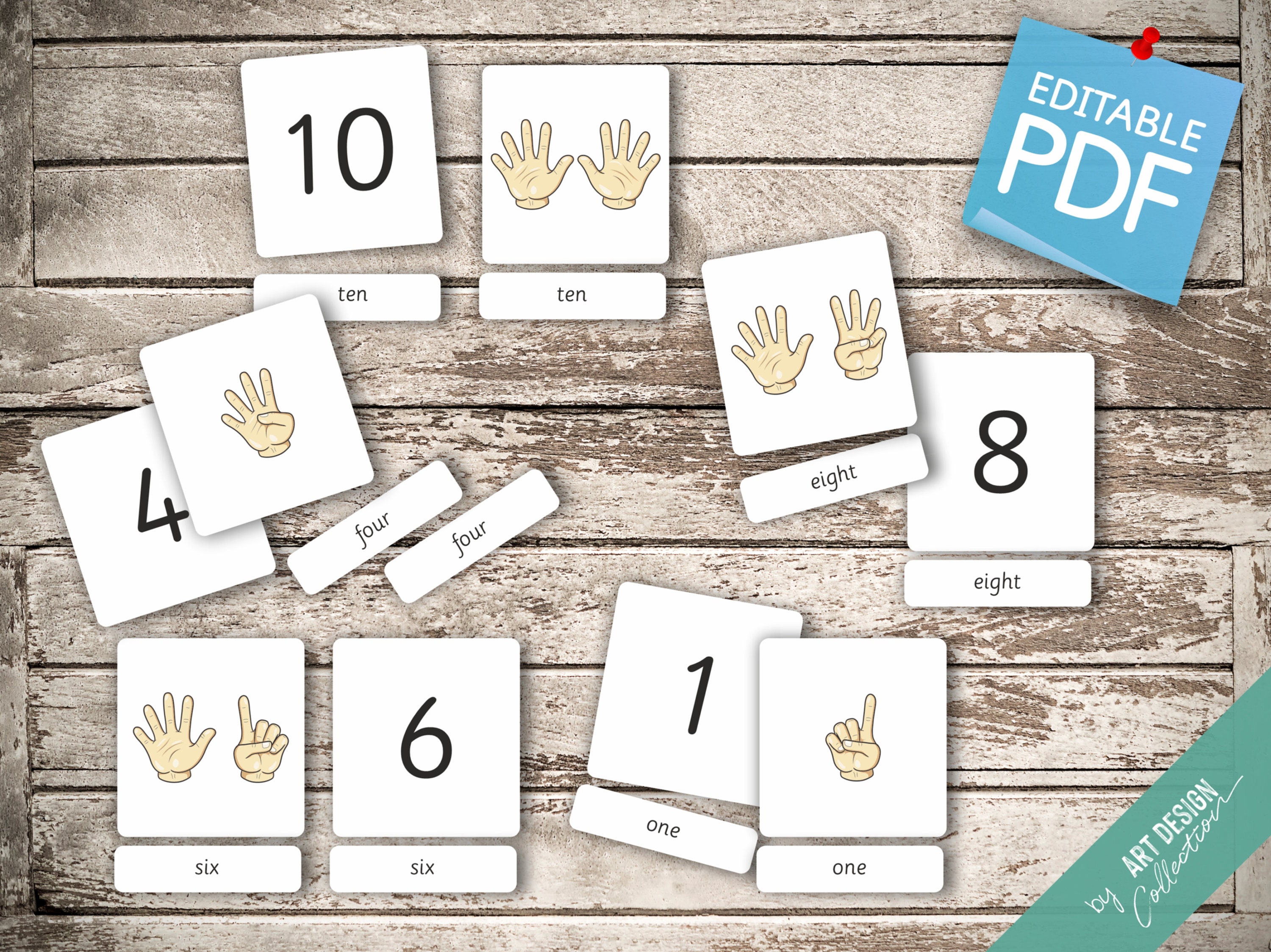 FINGERS COUNTING 39 Montessori Cards Flash Cards | Etsy