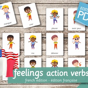 FEELINGS ACTION VERBS French Edition 14 French and 14 English Editable ...