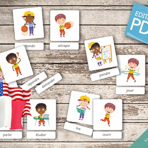 SCHOOL ACTION VERBS French Edition 16 French and 16 English Editable ...