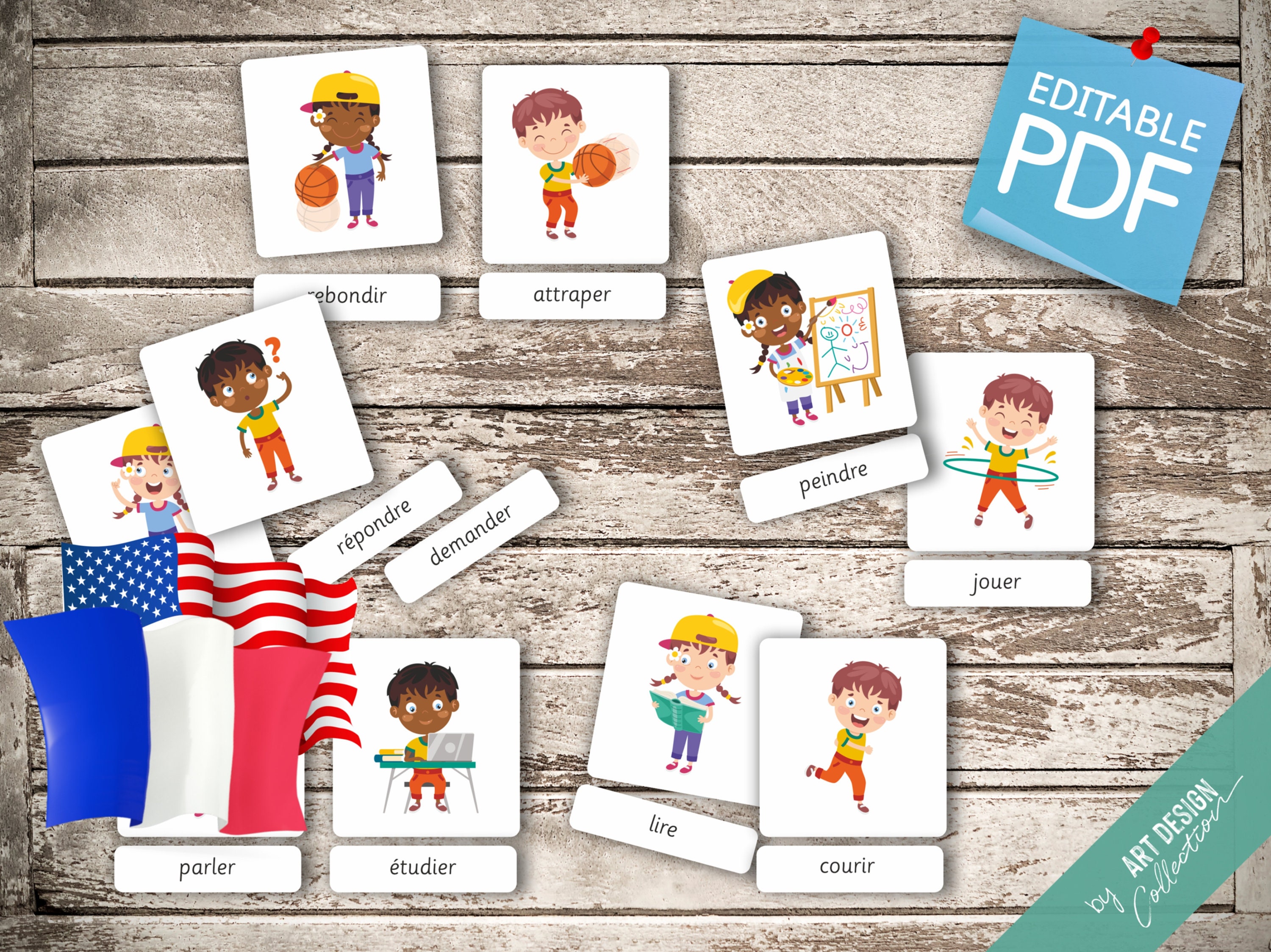 SCHOOL ACTION VERBS French Edition 16 French and 16 English - Etsy