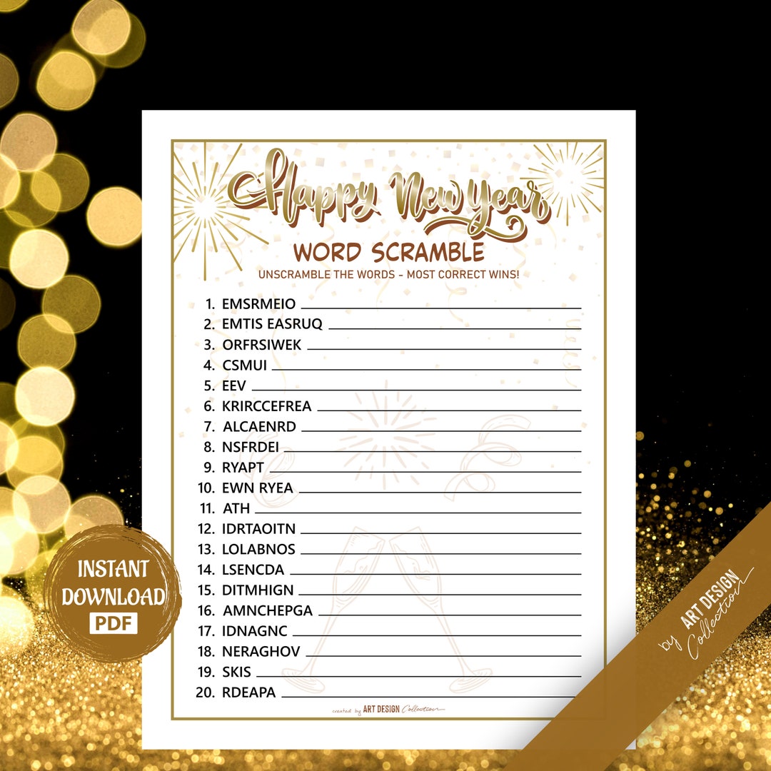 HAPPY NEW YEAR Word Scramble Game • Christmas Game Holiday Christmas ...