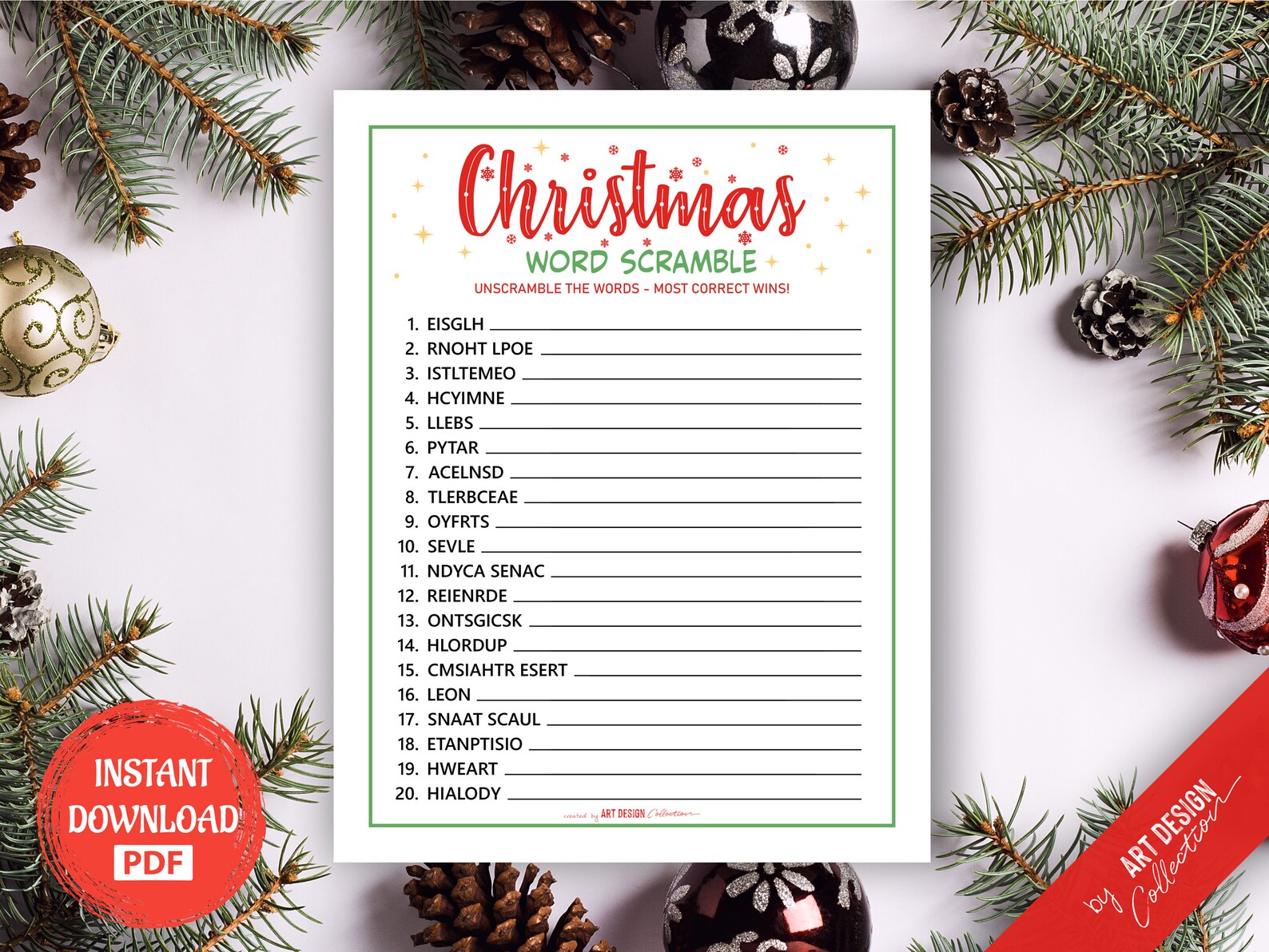 CHRISTMAS Word Scramble Game • Christmas Game Holiday Christmas Party ...