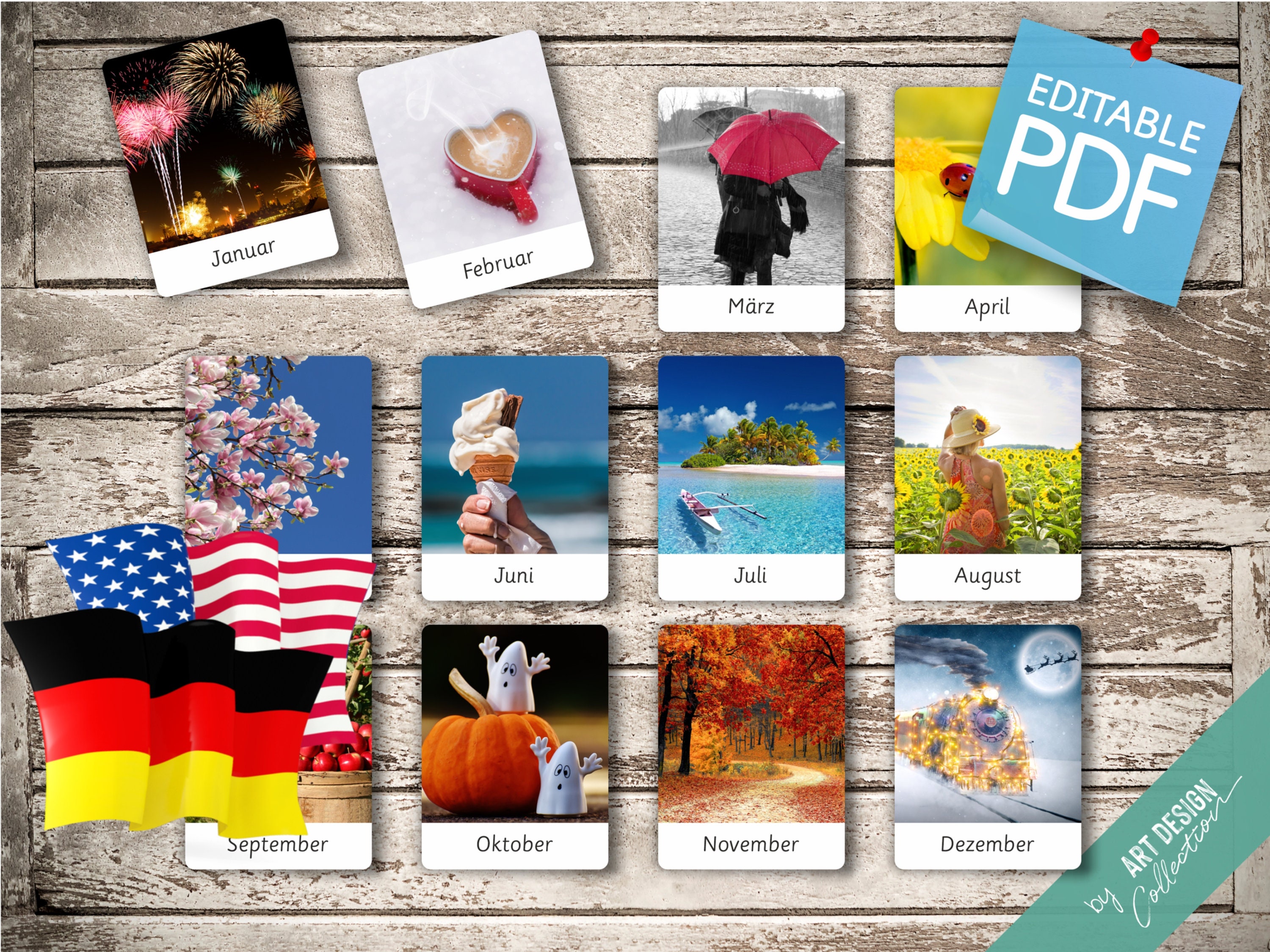 MONTHS GERMAN Edition 60 German and 60 English Editable - Etsy