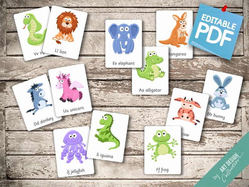 ANIMAL ALPHABET 26 Montessori Cards Flash Cards - Etsy