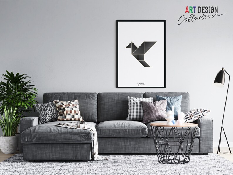 Bird Tangram Abstract Wall Art Printable Wall Art Decor - Etsy