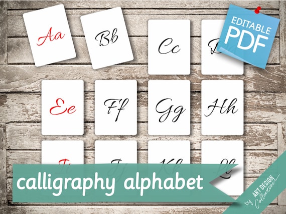 CALLIGRAPHY ALPHABET 78 Montessori Cards Flash Cards | Etsy