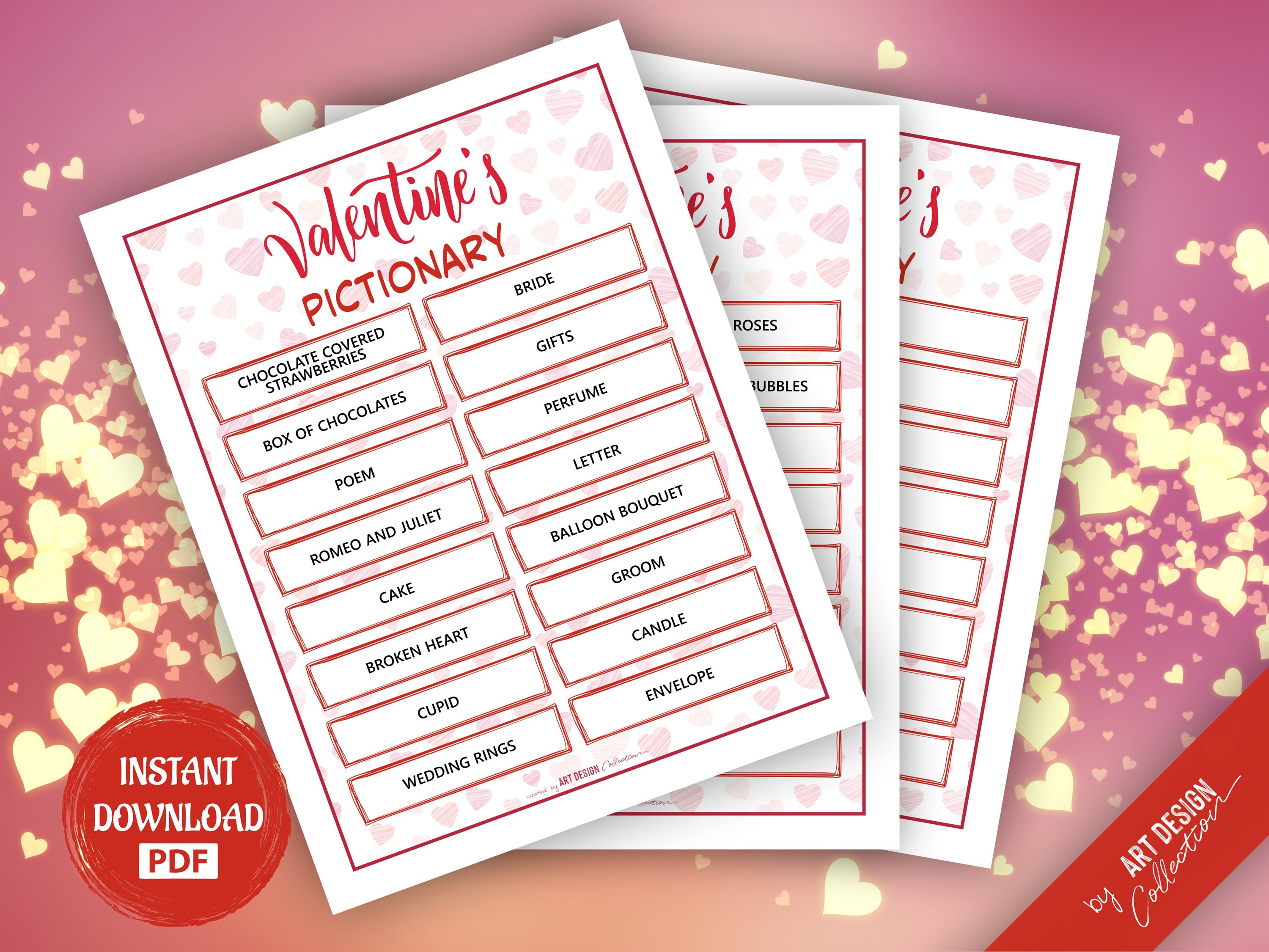 VALENTINE'S PICTIONARY Game • Love Game Holiday Christmas Party Holiday ...