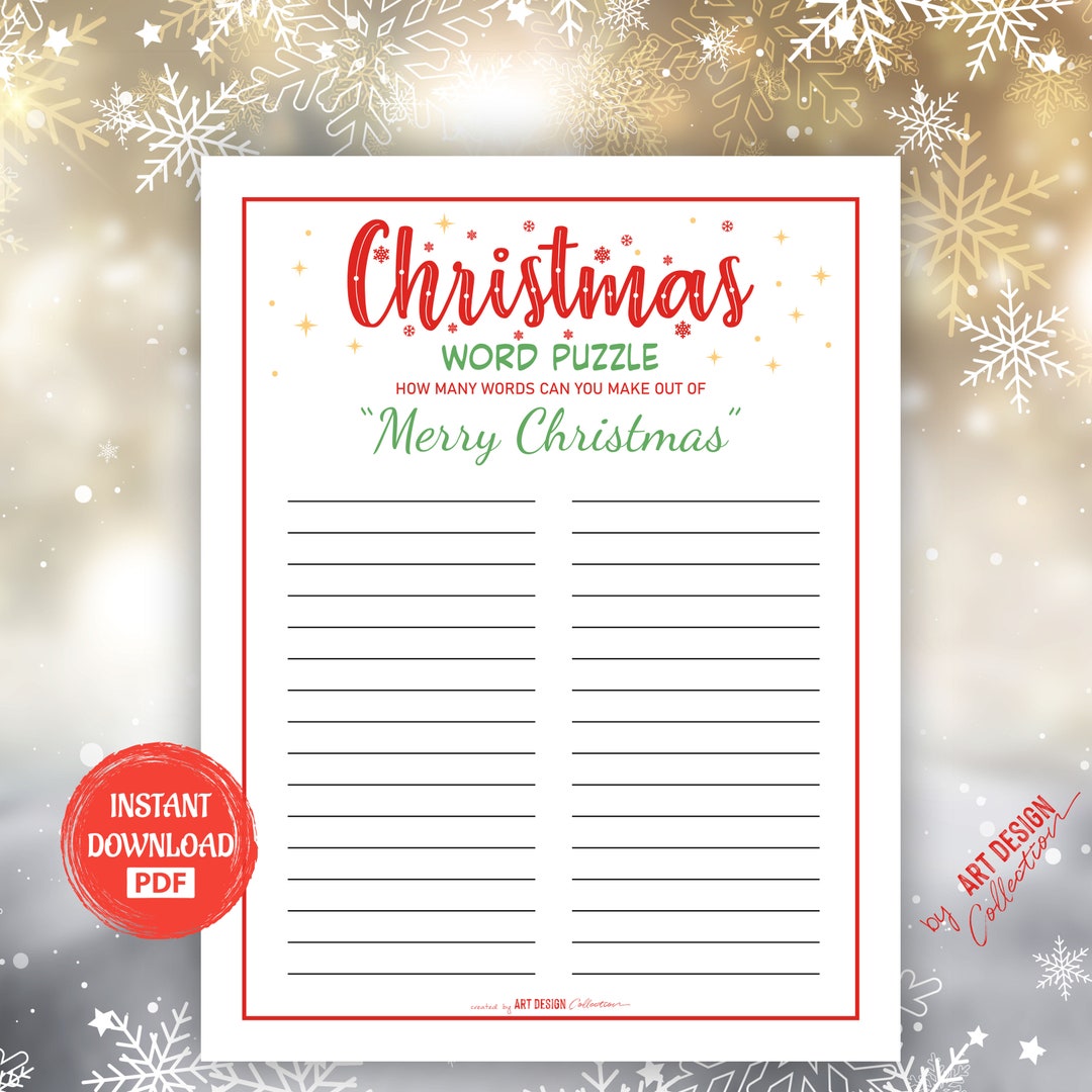 CHRISTMAS WORD PUZZLE Game • Christmas Game Holiday Christmas Party ...