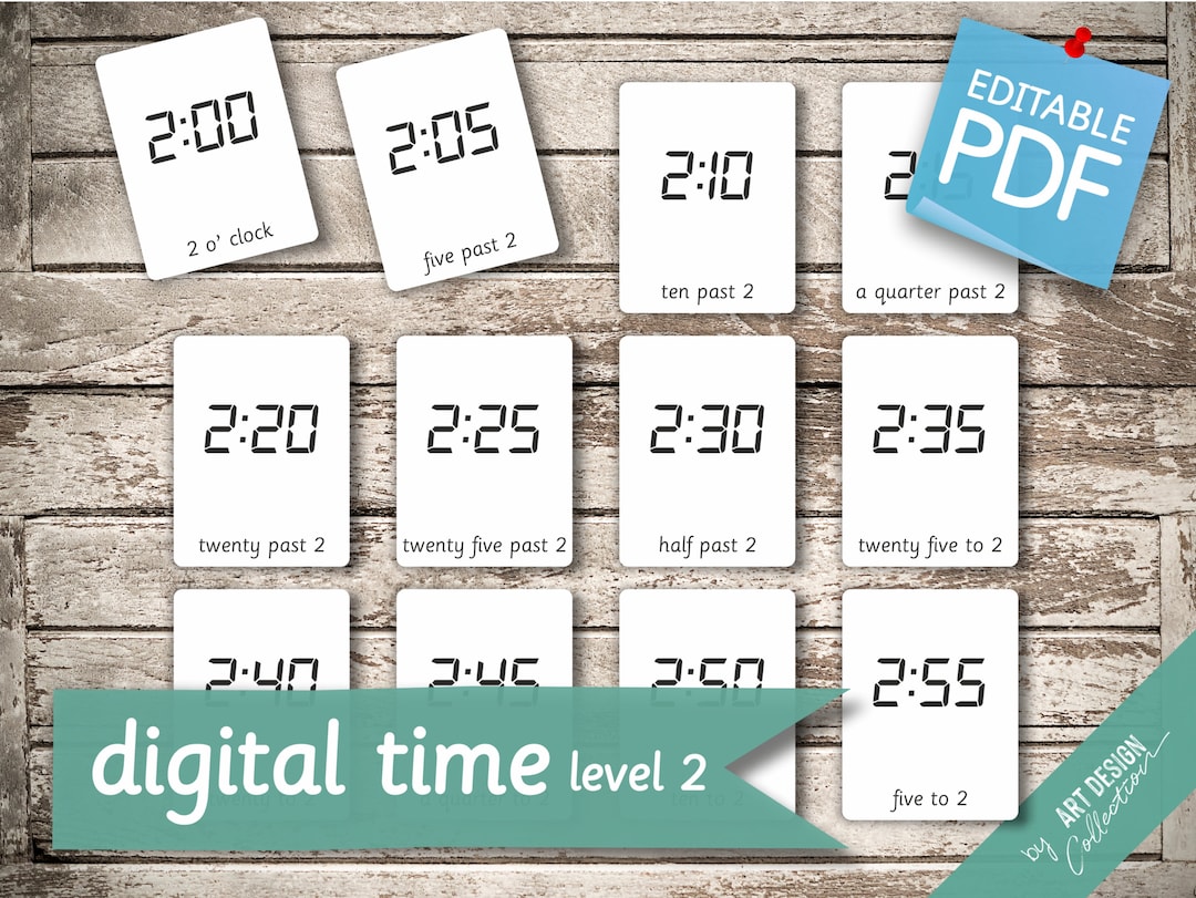DIGITAL TIME (level 2) • 144 Editable Montessori Cards • Time Flash ...