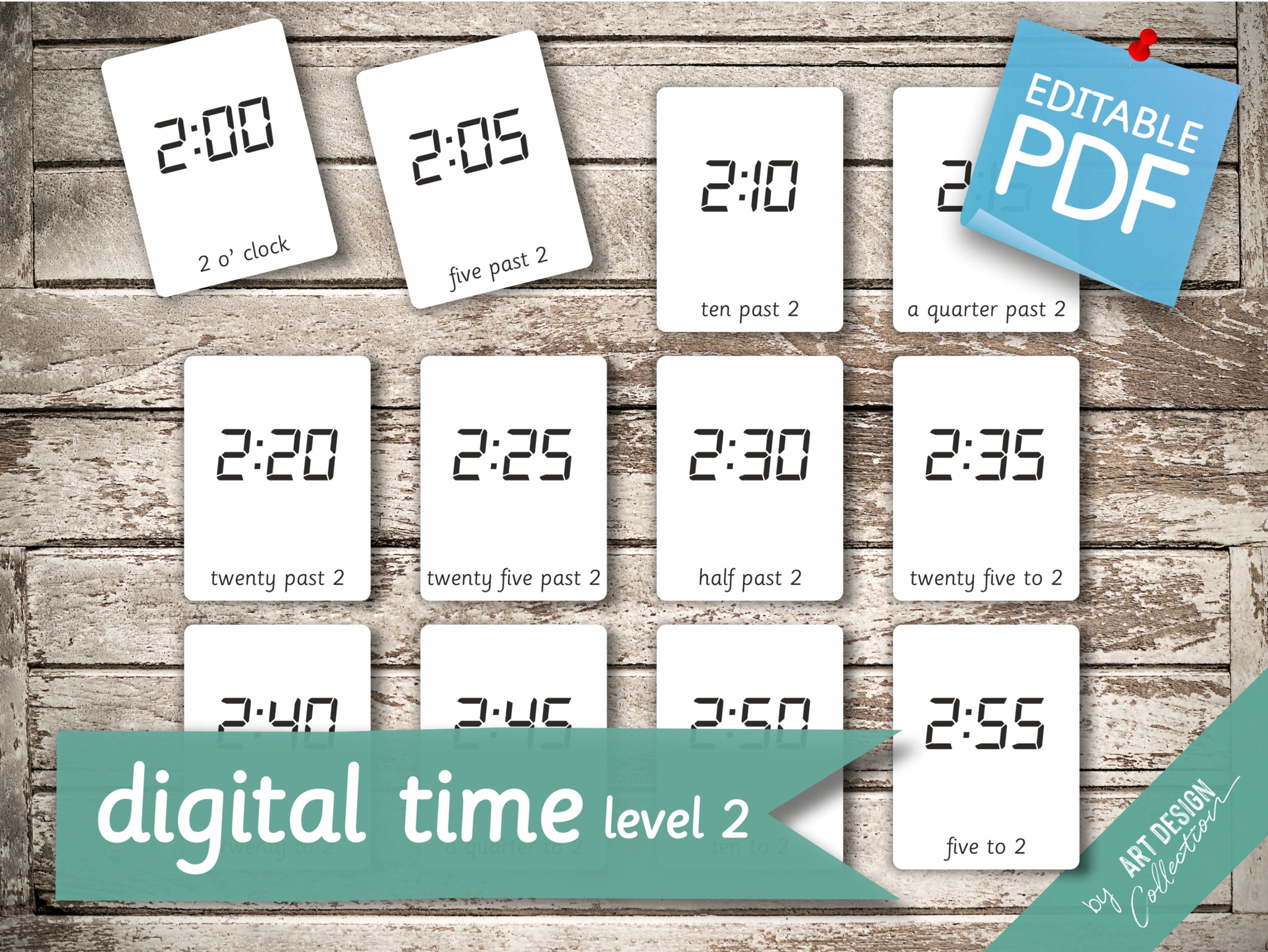 DIGITAL TIME (level 2) • 144 Editable Montessori Cards • Time Flash ...