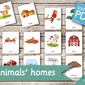ANIMALS' HOME • 63 Montessori Cards • Flash Cards Nomenclature ...