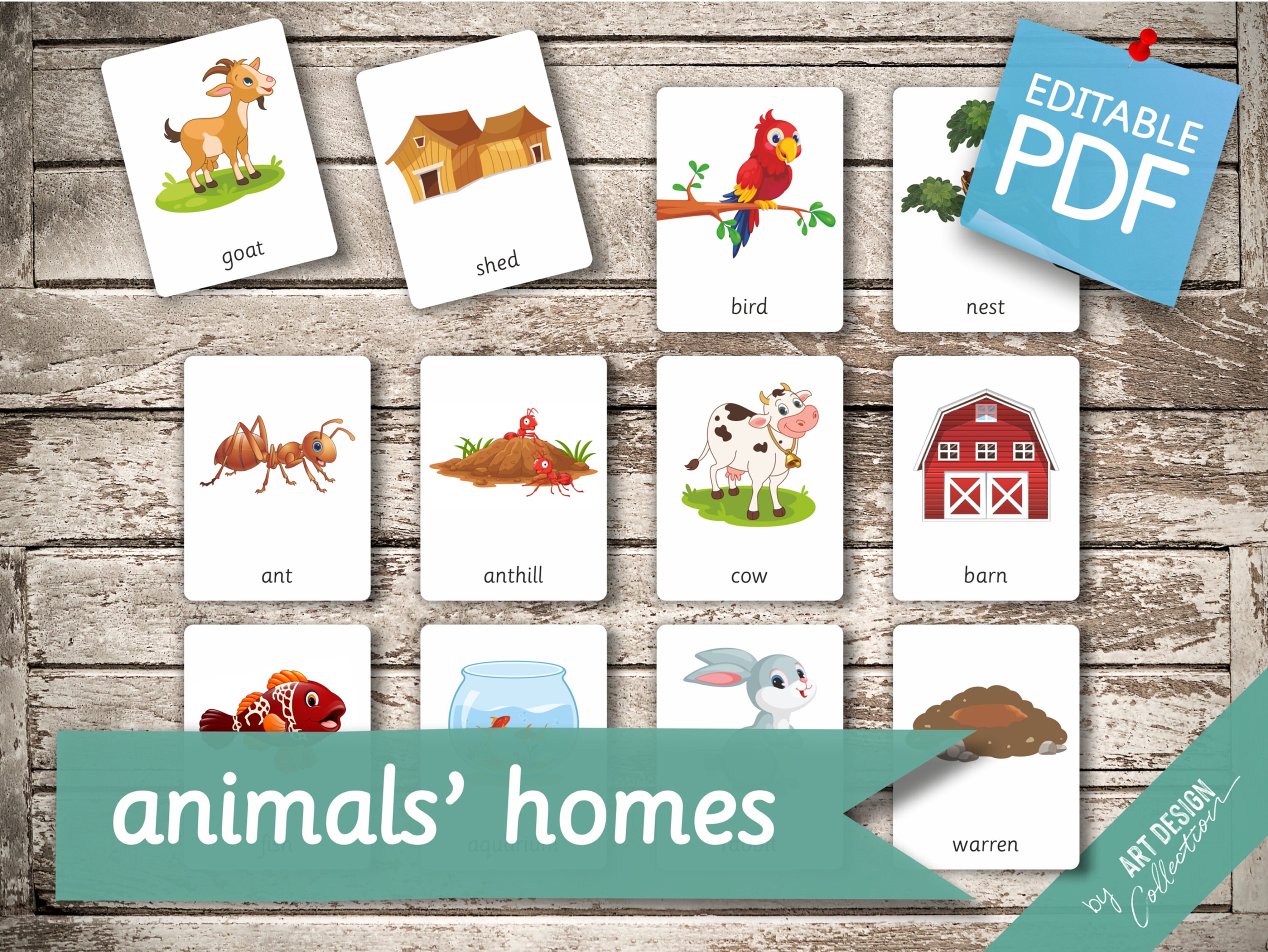 ANIMALS' HOME 63 Montessori Cards Flash Cards - Etsy
