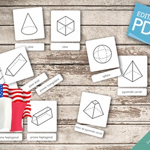 3D GEOMETRIC SHAPES FRENCH Edition • 20 French and 20 English Editable ...