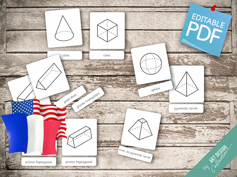 3D GEOMETRIC SHAPES FRENCH Edition 20 French and 20 English - Etsy