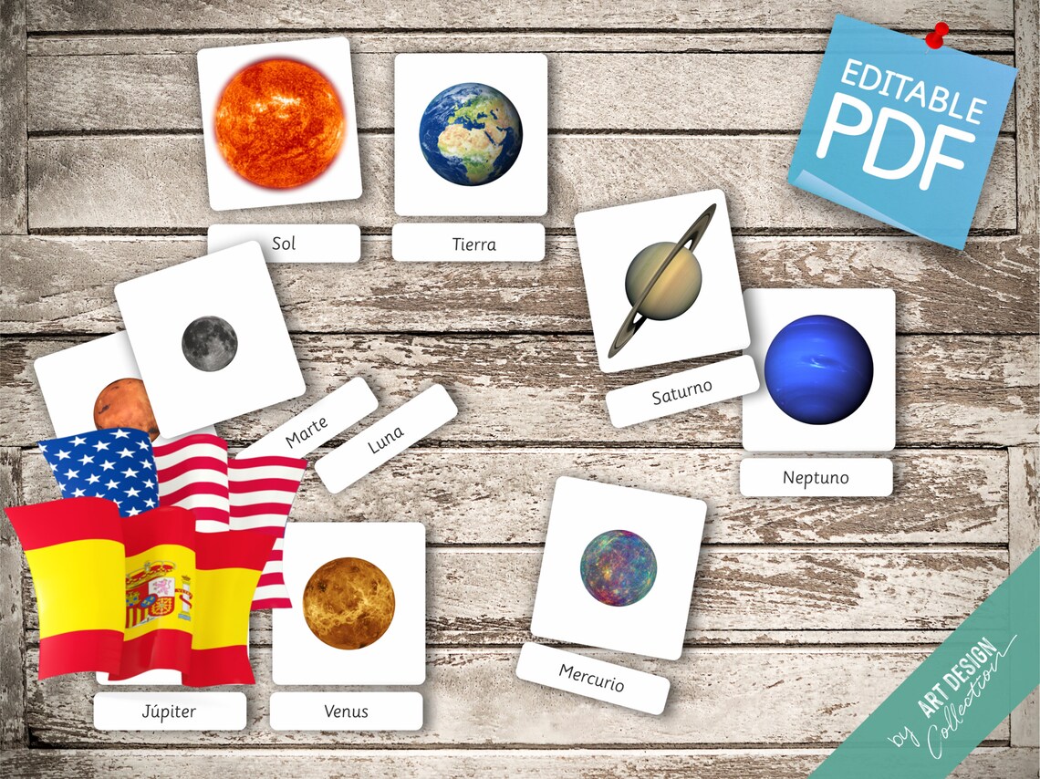 SOLAR SYSTEM SPANISH Edition 13 Spanish and 13 English | Etsy