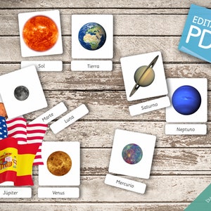 SOLAR SYSTEM SPANISH Edition • 13 Spanish and 13 English Editable ...