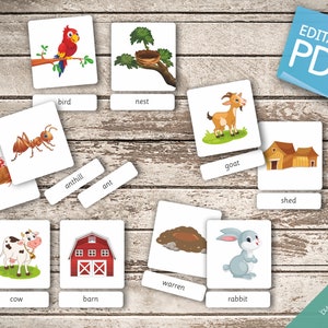 ANIMALS' HOME • 63 Montessori Cards • Flash Cards Nomenclature ...