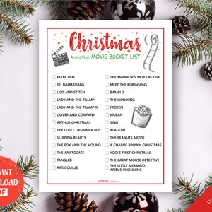 CHRISTMAS Animation Movie Bucket List Game • Christmas Game Holiday ...