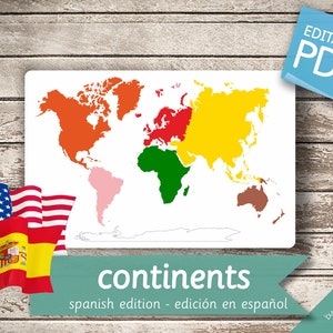 CONTINENTS of the WORLD SPANISH Edition • 8+8+8 Spanish and English ...