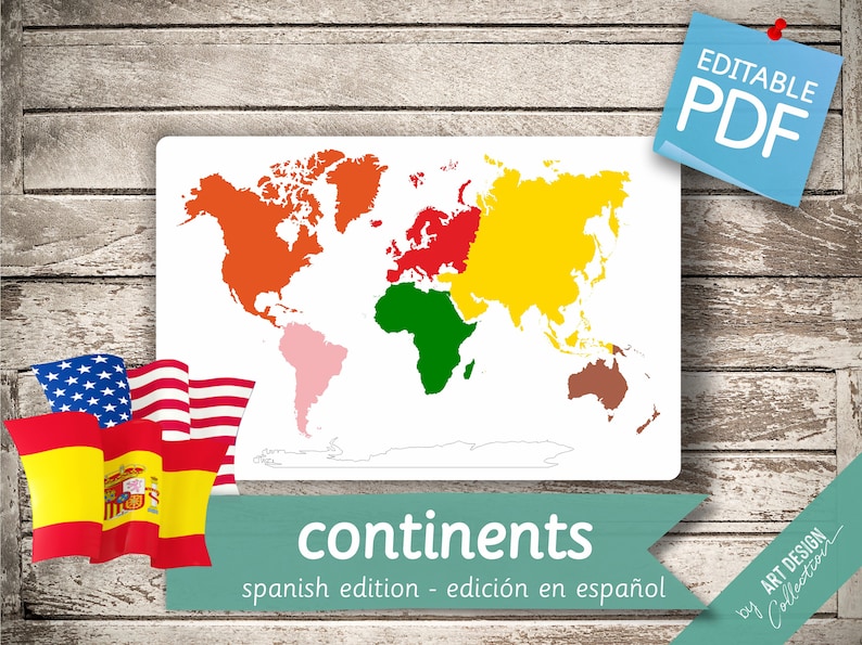 CONTINENTS of the WORLD SPANISH Edition • 8+8+8 Spanish and English ...