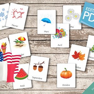 MONTHS FRENCH Edition • 60 French and 60 English Editable Montessori ...