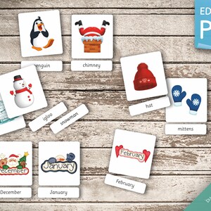 WINTER • 34 Montessori Cards • Flash Cards Nomenclature Flashcards ...